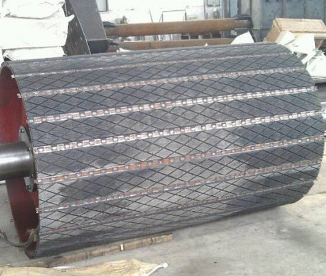 Belt conveyor drive pulley weld on rubber lagging for cement plant